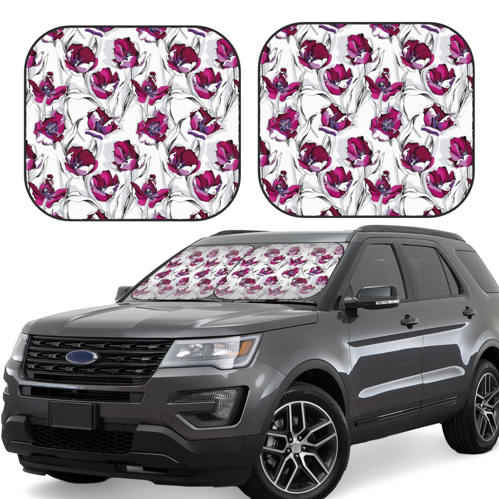Cauagu Tulips Flowers Cauagu {designName} Print Foldable Car Windshield ...