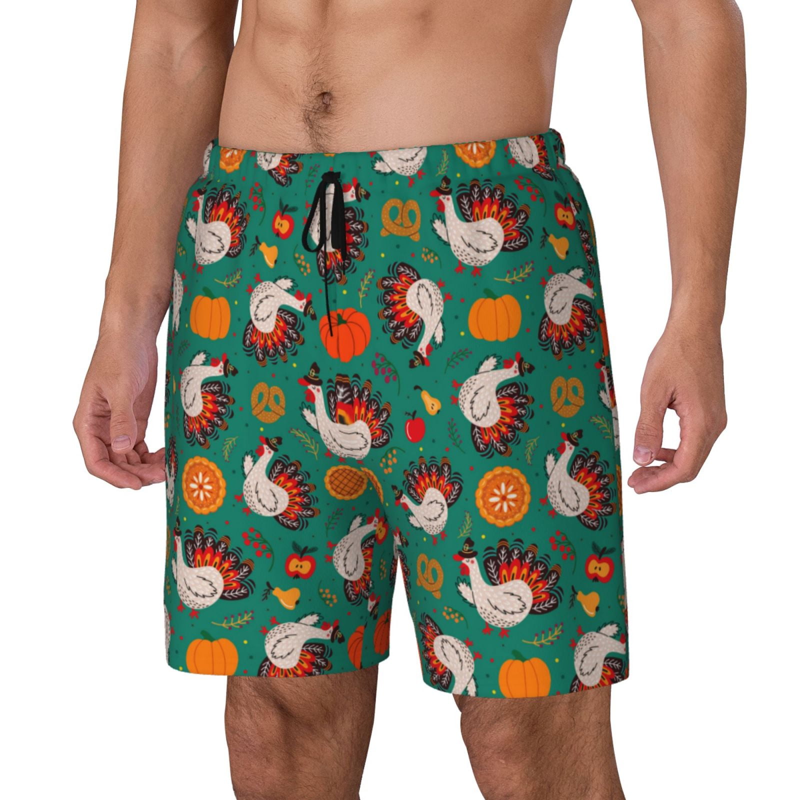Cauagu Turkey And Thanksgiving1 Print Mens Swim Trunks Quick Dry Board ...