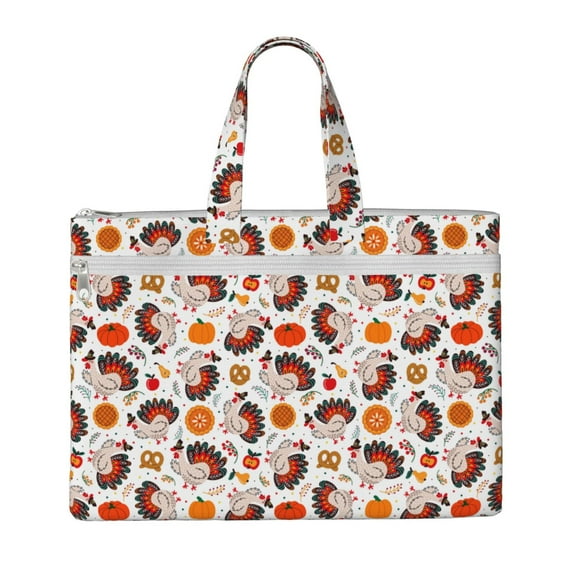 Cauagu Turkey And Thanksgiving2 Pattern Canvas Tote File Bag, Zipper ...