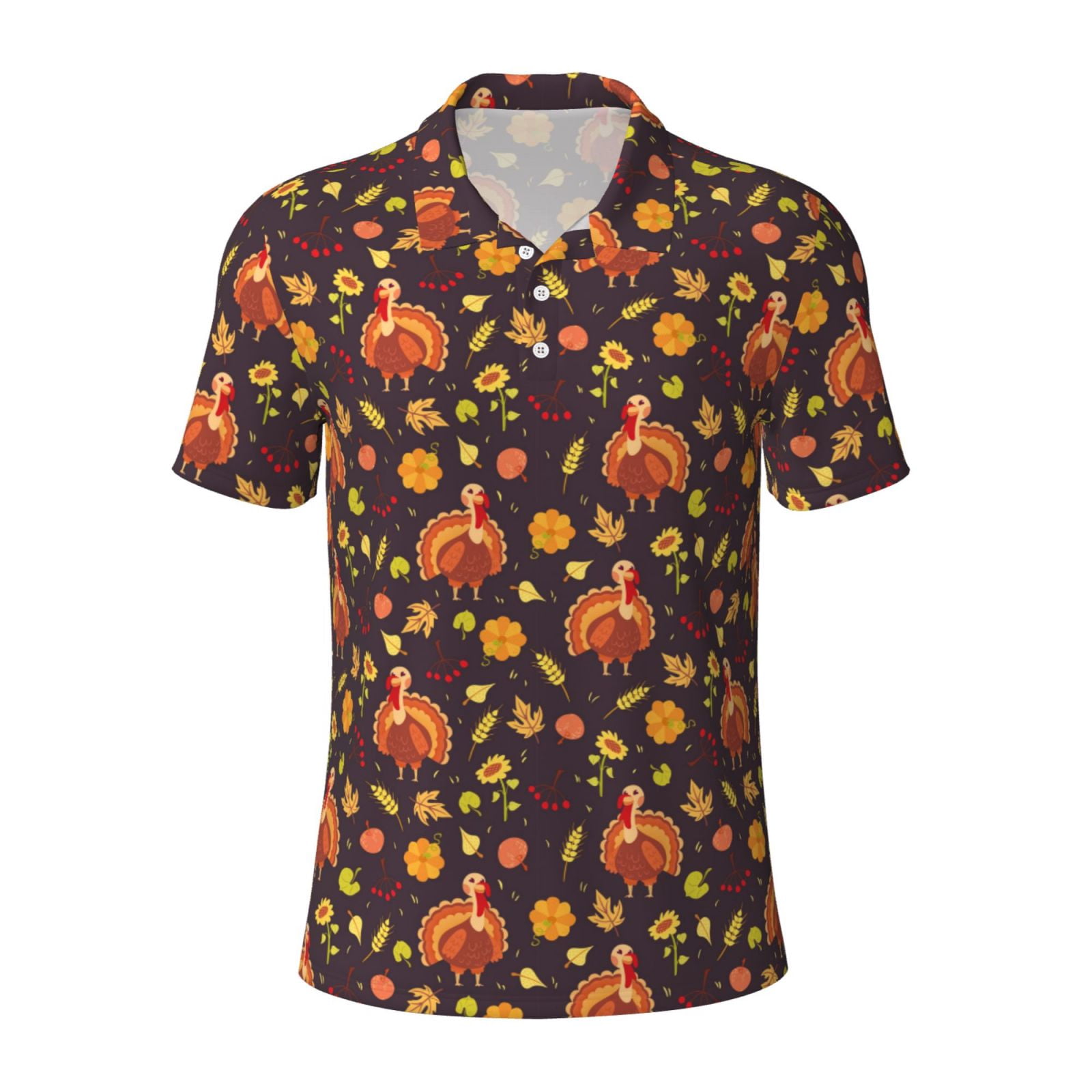 Cauagu Turkey Bird Print Men's Polo Shirts, Short-Sleeve Polo Shirts ...