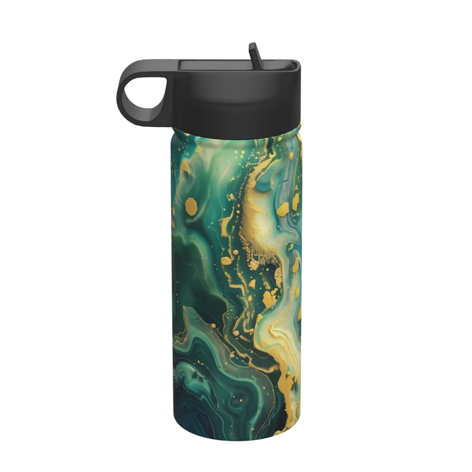 Cauagu Turquoise Golden Swirl for 18 oz Water Bottle With Straw ...