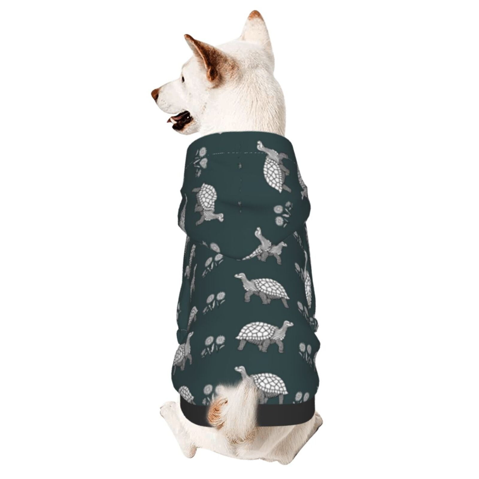 Cauagu Turtle Chrysanthemum Pattern Winter Pet Hoodie Sweatshirts- Dog ...
