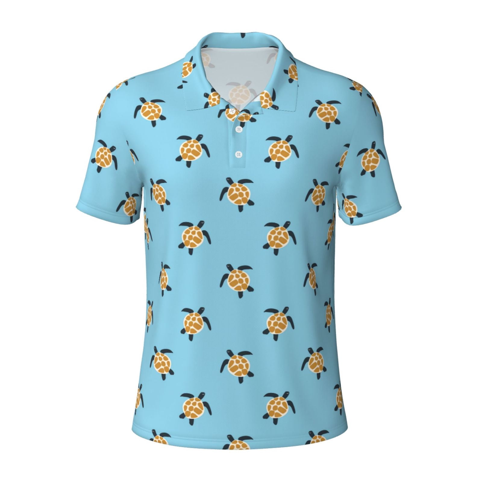 Cauagu Turtle Print Men's Polo Shirts, Short-Sleeve Polo Shirts for Men ...