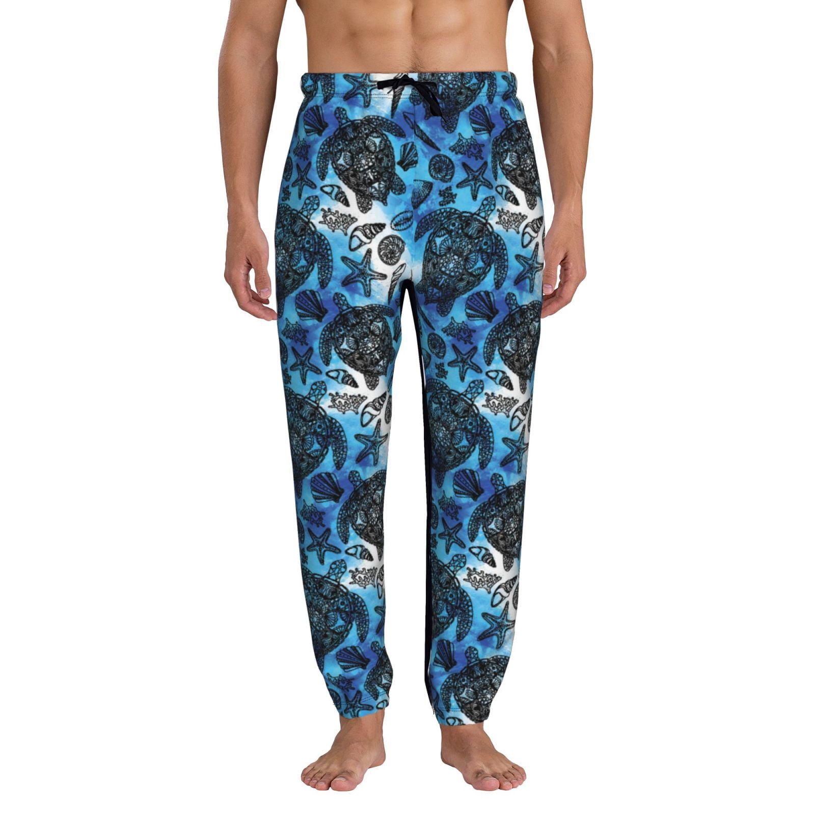 Cauagu Turtle，Shell Algae Starfish Coral Print Sweatpants for Men ...
