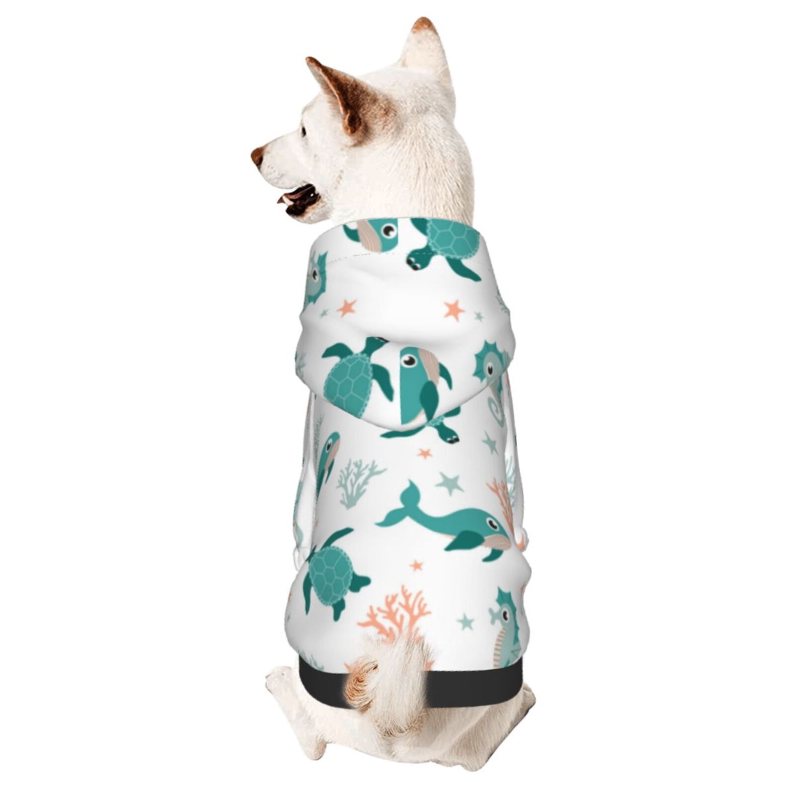 Cauagu Turtles And Seahorses Pattern Winter Pet Hoodie Sweatshirts- Dog ...