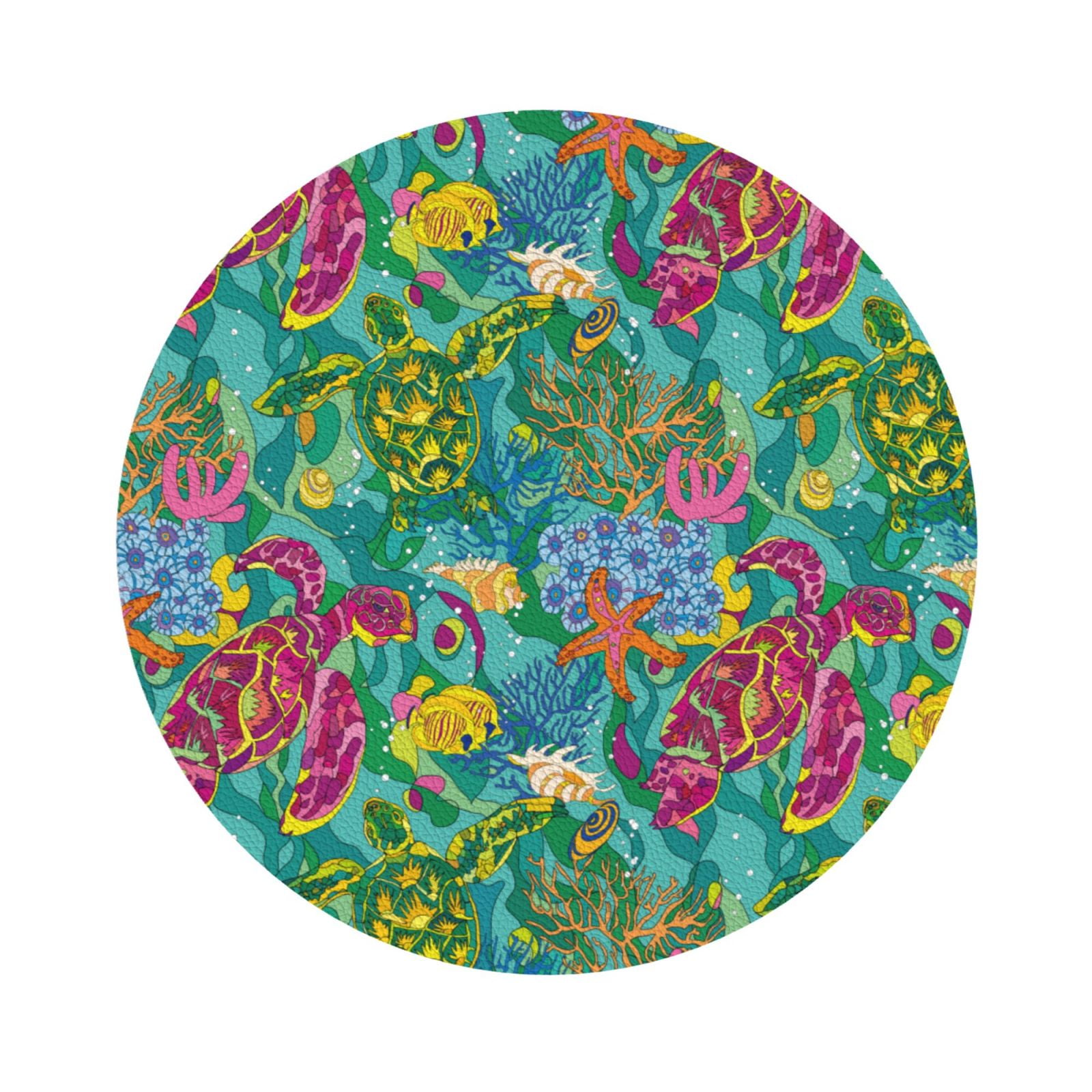 Cauagu Turtles for Round Coaster,Drink Coasters Set of 4 Leather Bar ...