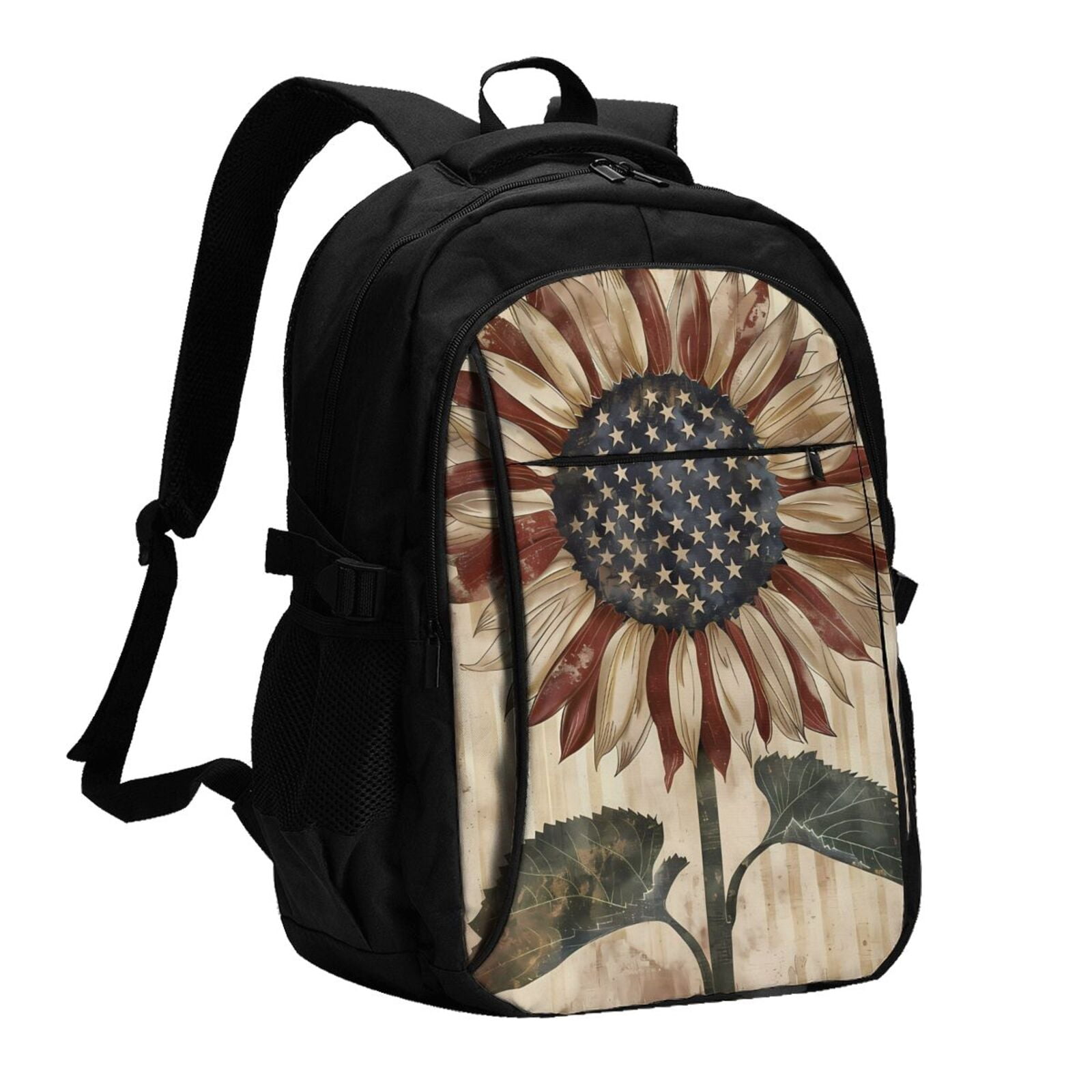 Cauagu USA Sunflower Flag Print Travel Laptop with USB Charging Port ...