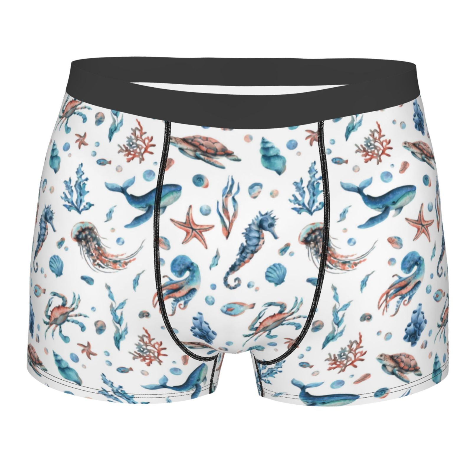 Cauagu Undersea Animals Print Boxer Briefs for Men,Comfortable ...
