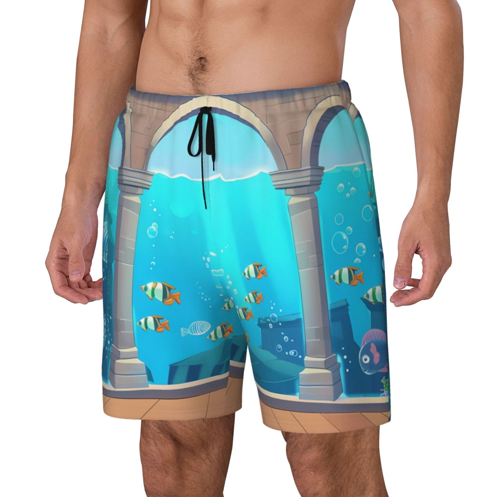 Cauagu Underwater Aquarium Arches Print Mens Swim Trunks Quick Dry ...