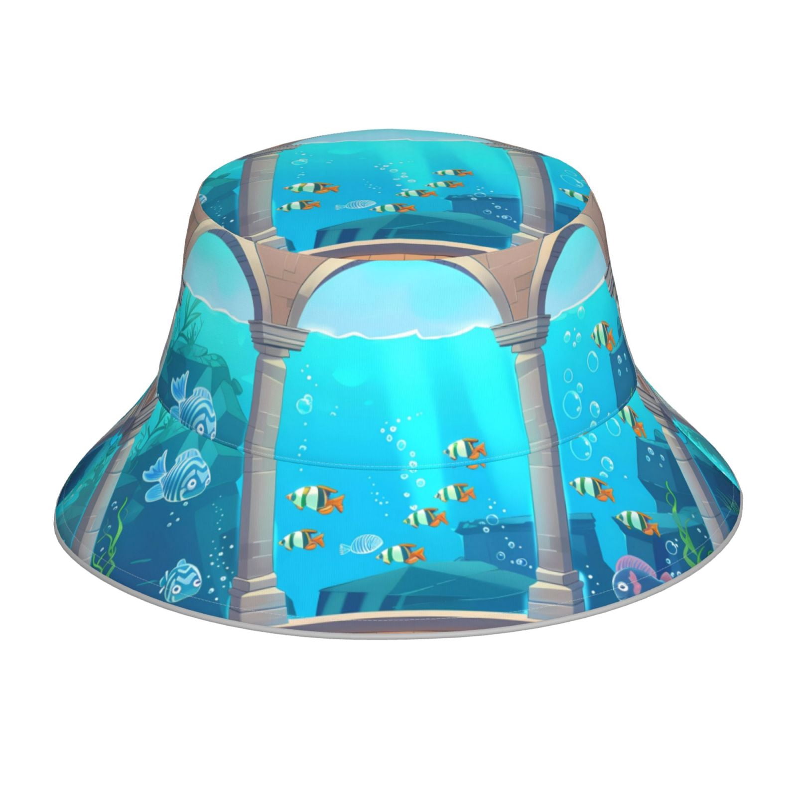 Cauagu Underwater Aquarium Arches for Unisex Bucket Hat,Outdoor Summer ...