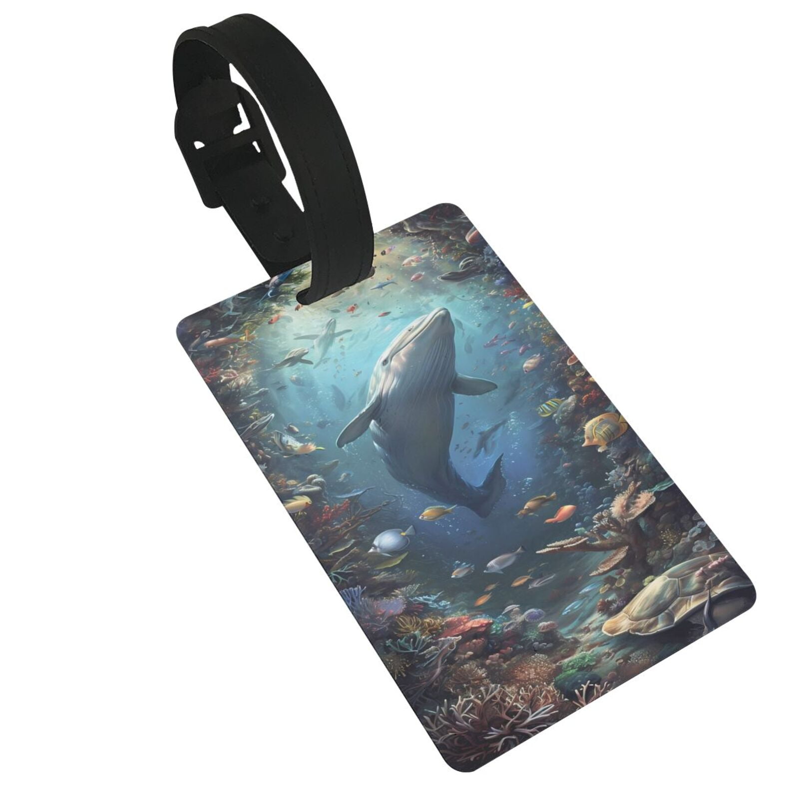 Cauagu Underwater Dolphin Print PVC Luggage Tag, Suitcase Label with ...