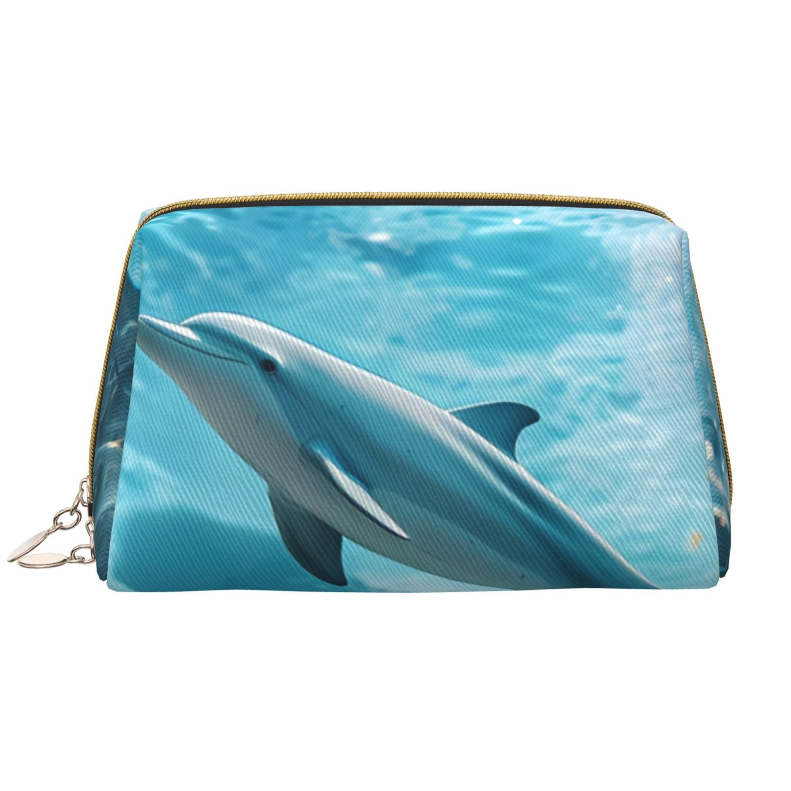 Cauagu Underwater Dolphin Scene Print Large Cosmetic Bag,Portable ...