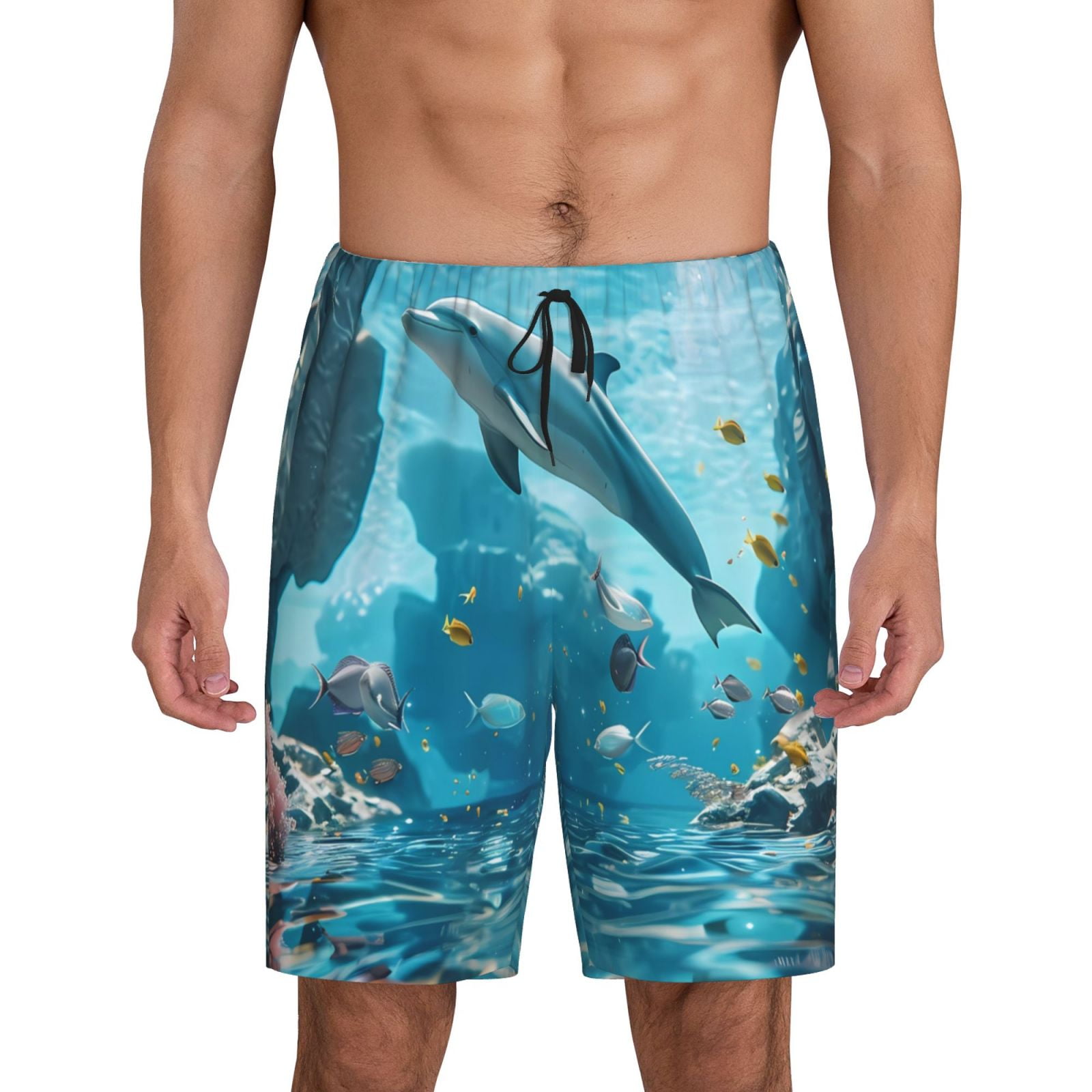 Cauagu Underwater Dolphin Scene Print Pajama Bottoms for Men Sleep ...