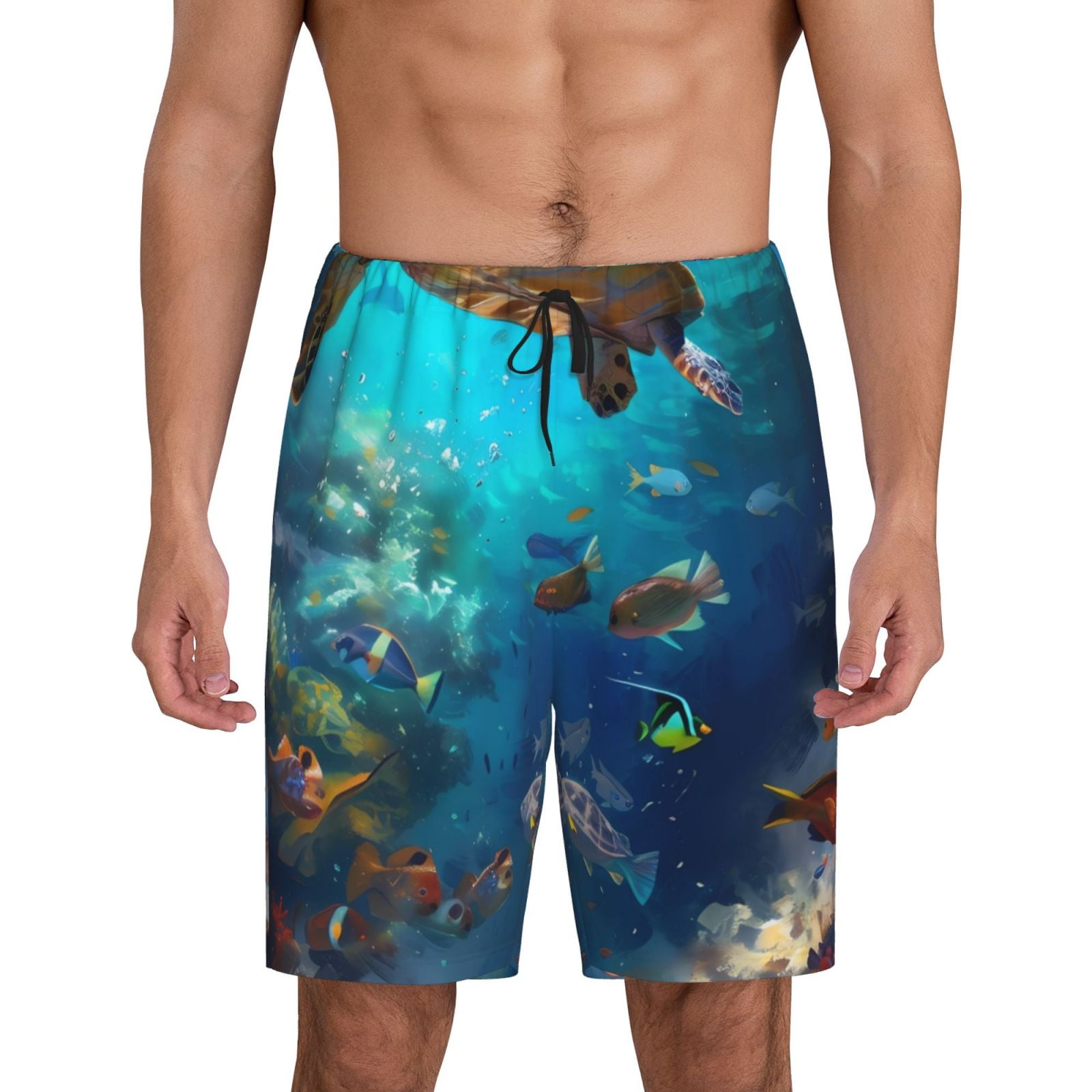 Cauagu Underwater Fish Turtle Print Pajama Bottoms for Men Sleep Pajama ...