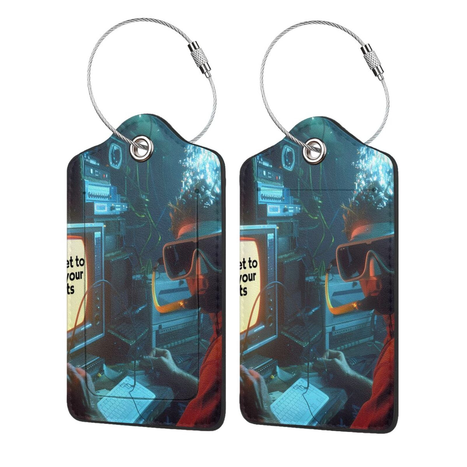 Cauagu Underwater Office Diver Pattern Luggage Tags,Leather Luggage ...