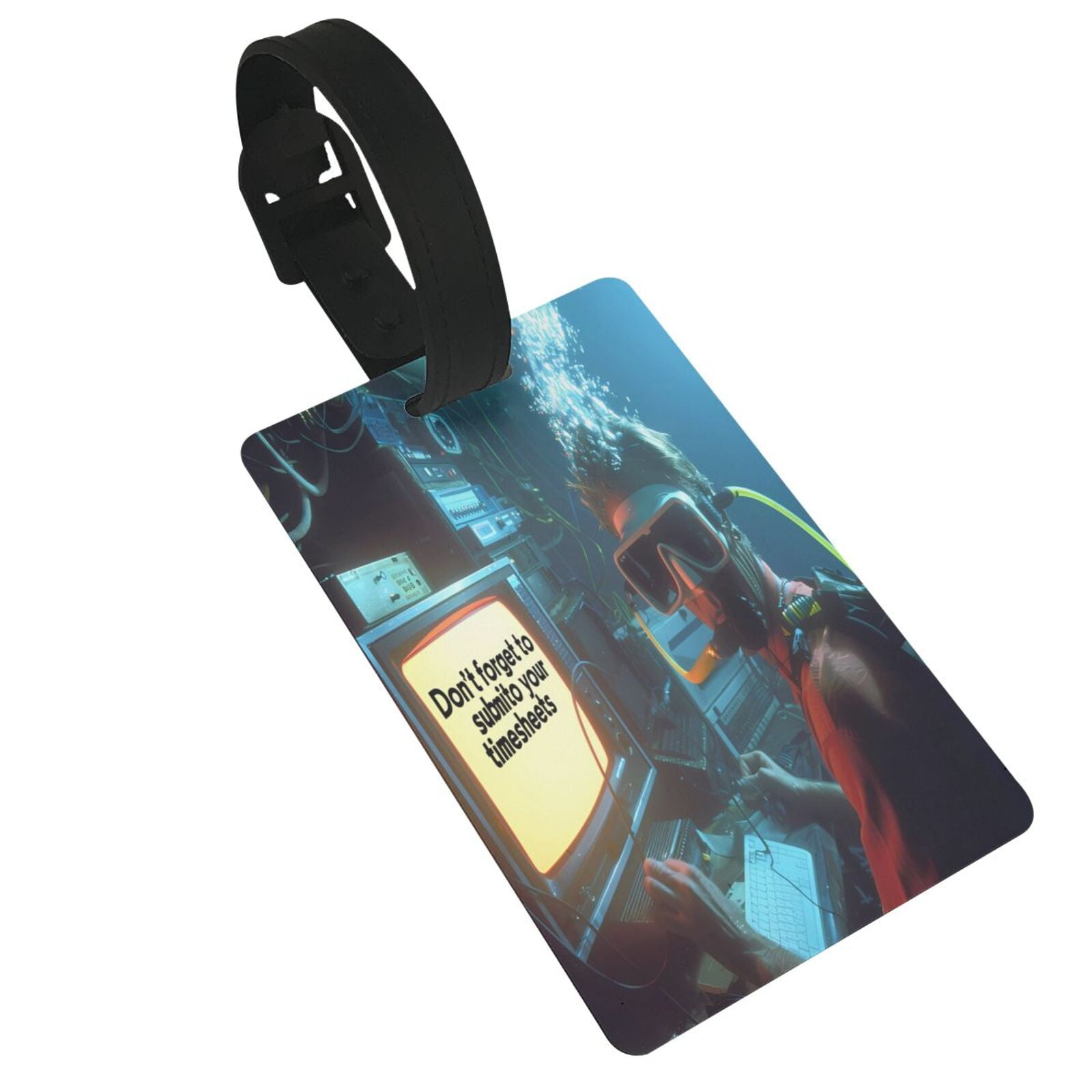 Cauagu Underwater Office Diver Print PVC Luggage Tag, Suitcase Label ...