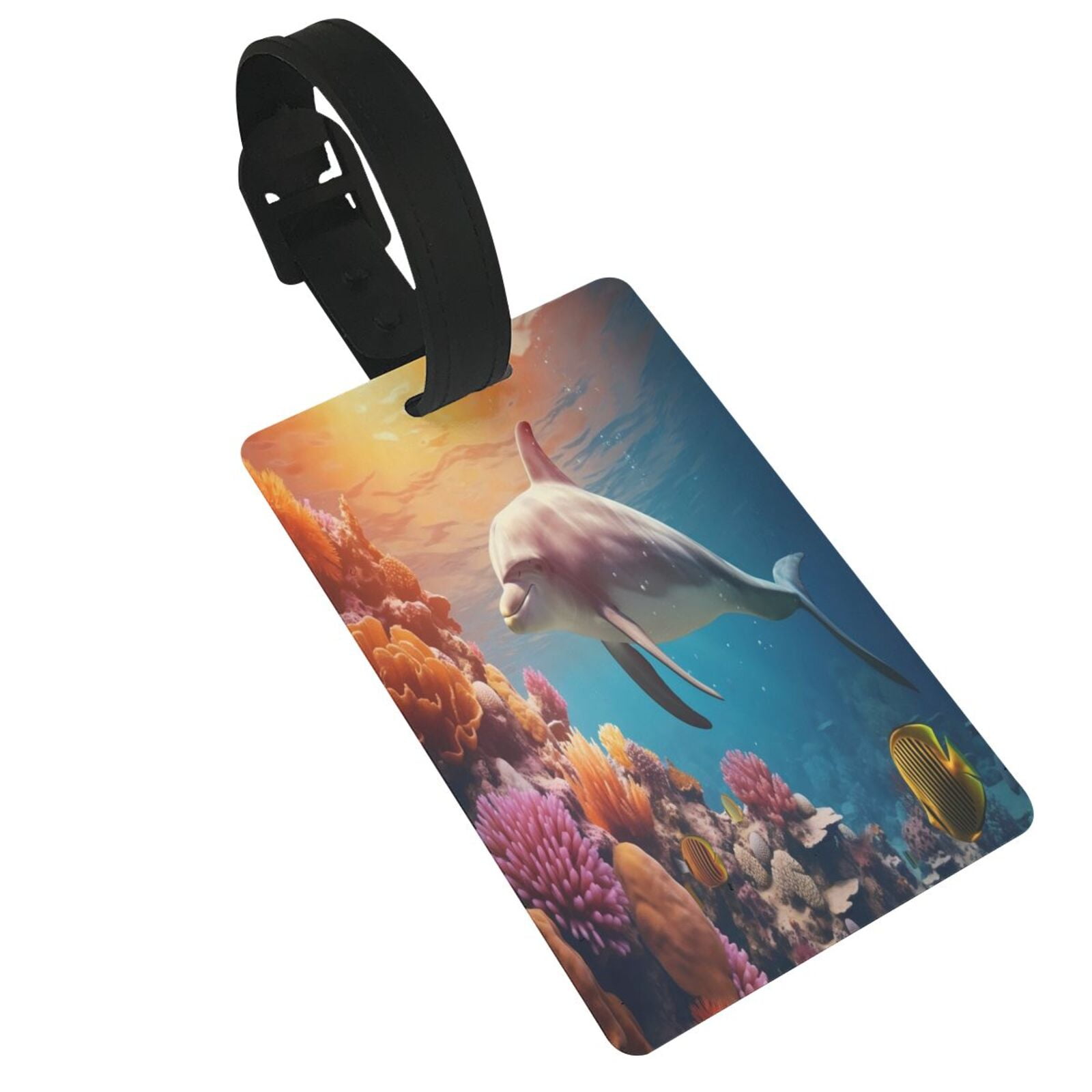 Cauagu Underwater Plant Dolphin Print PVC Luggage Tag, Suitcase Label ...