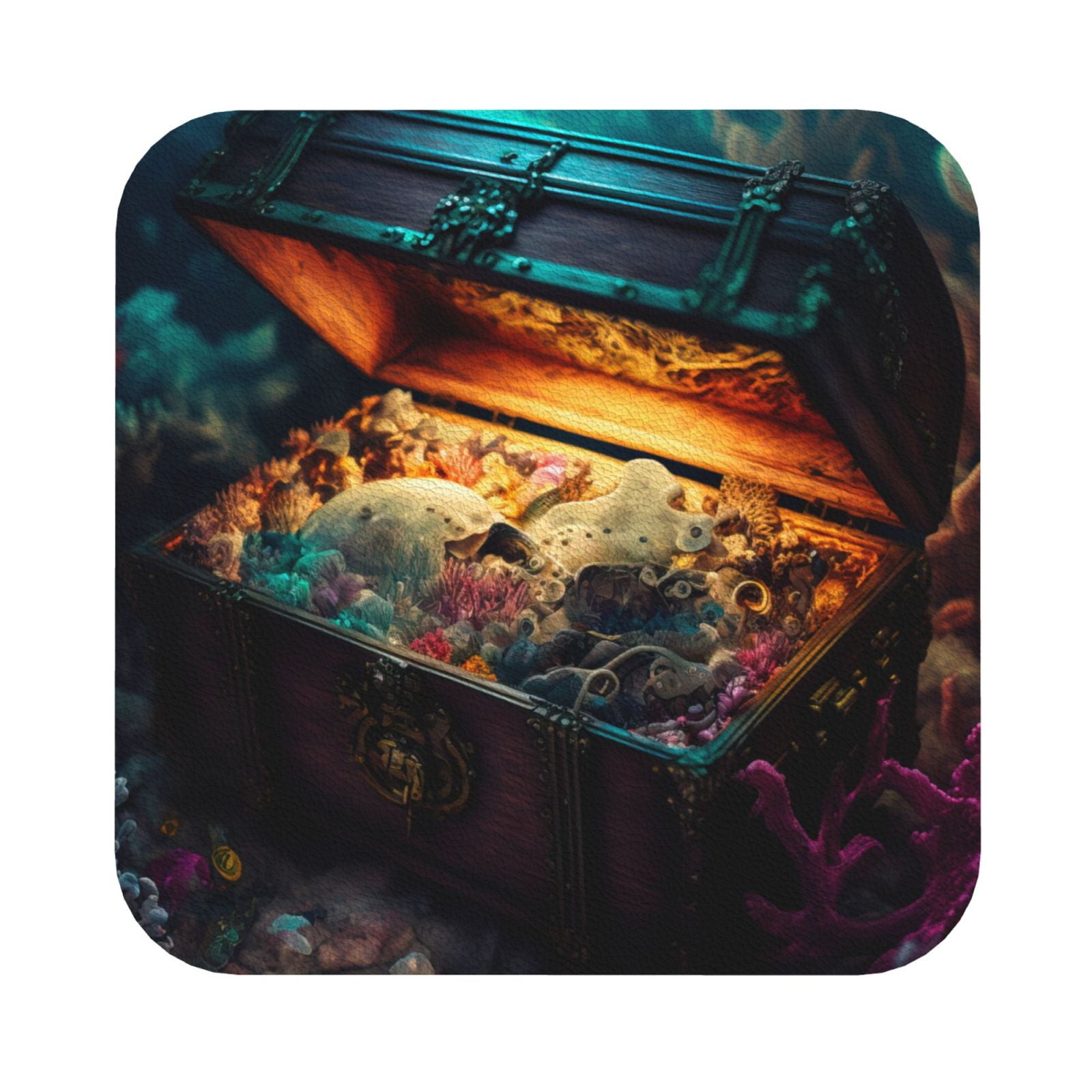 Cauagu Underwater Treasure Chest for Round Coaster,Drink Coasters Set ...
