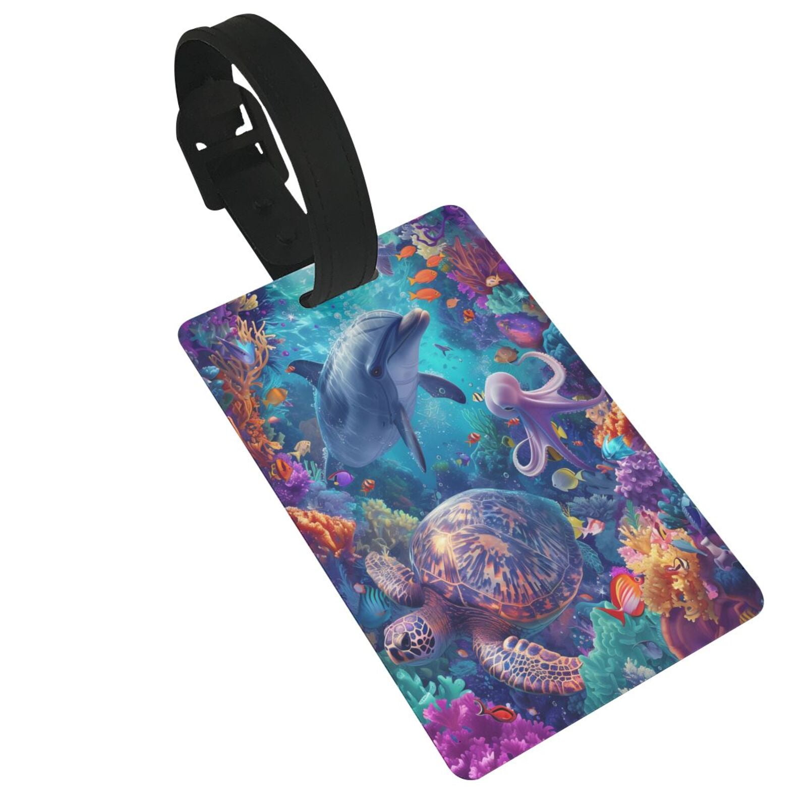 Cauagu Underwater Turtle Dolphin Octopus Print PVC Luggage Tag ...
