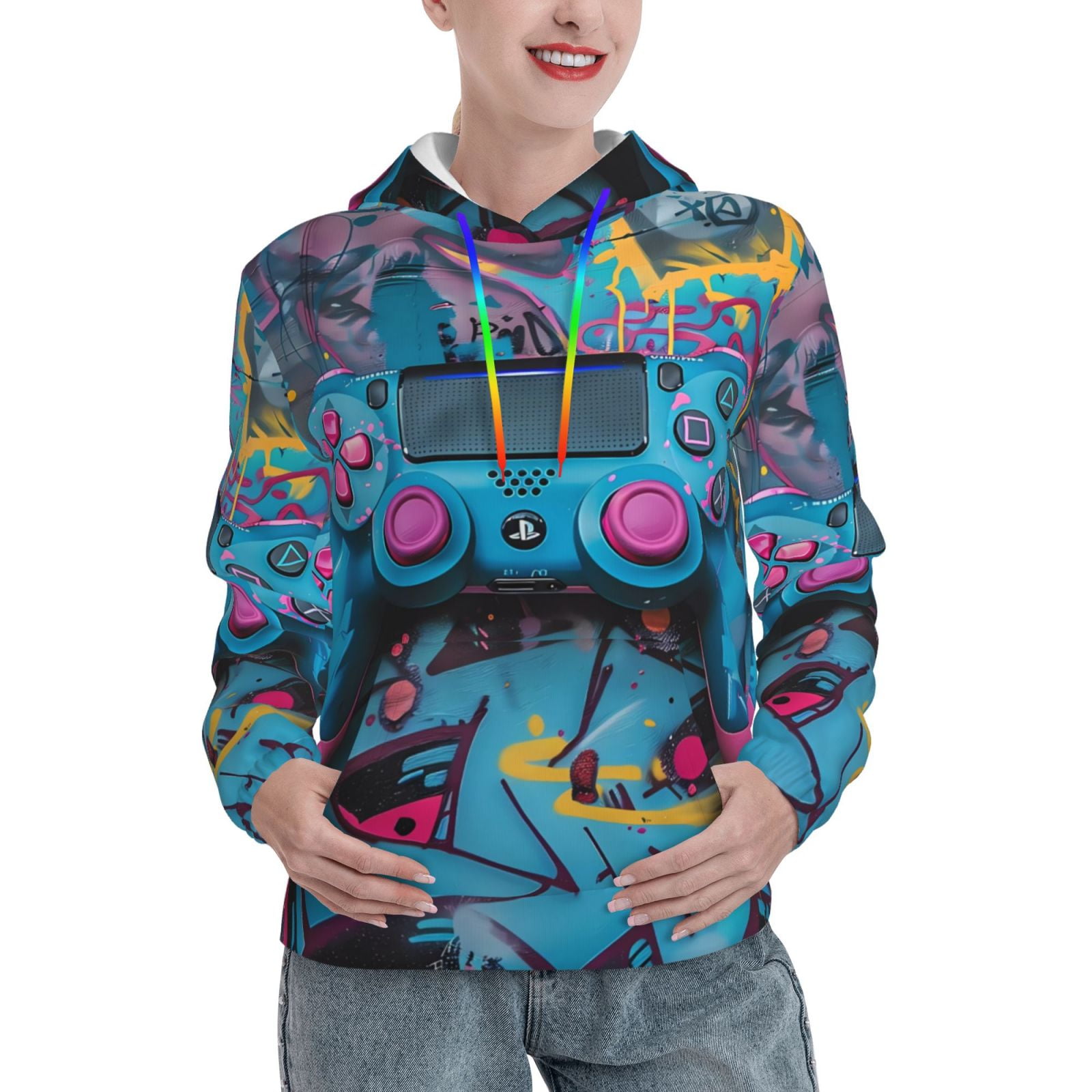 Cauagu Urban Graffiti Gaming Style for Women's Hooded Sweatshirts Pullover Hoodie for Women Fall ...