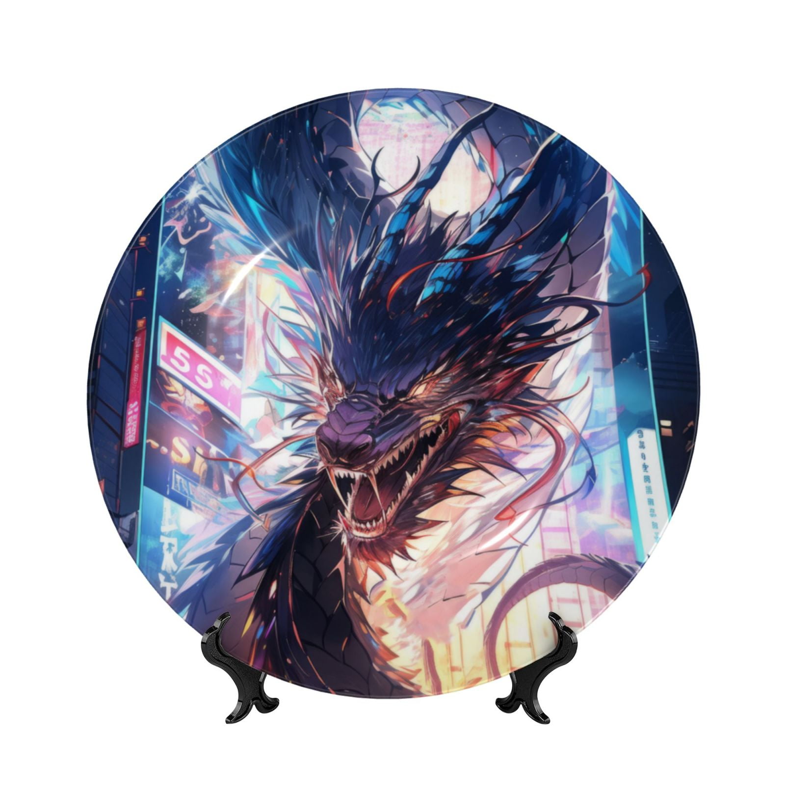 Cauagu Urban Style Colorful Dragon Print Bone China Decorative Plate ...