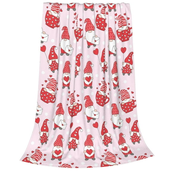 Cauagu Valentine Gnomes Pattern Flannel Bed Blankets,Fleece Blanket ...