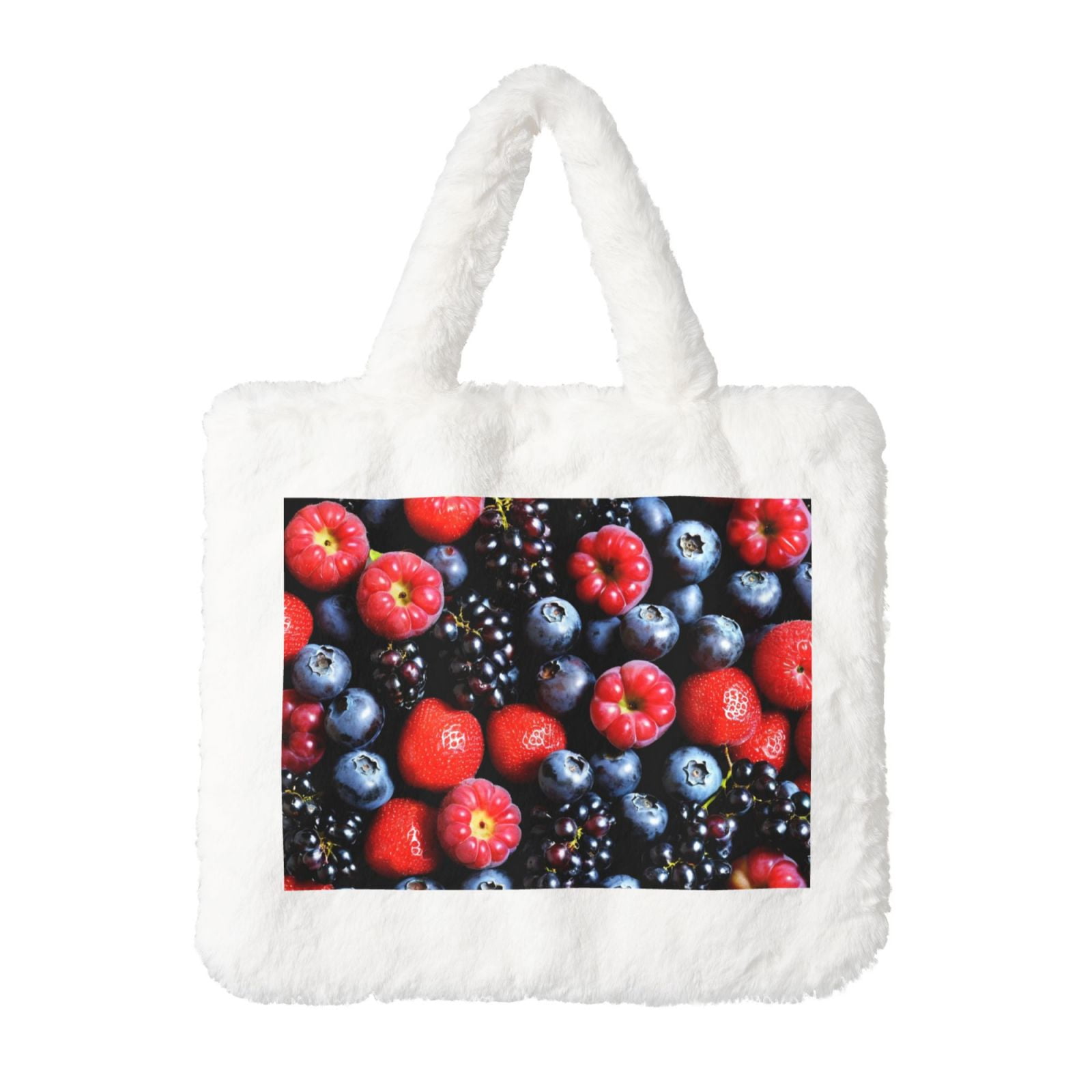 Cauagu Variety Of Fruits And Berries Pattern Women's Plush Tote Bag ...