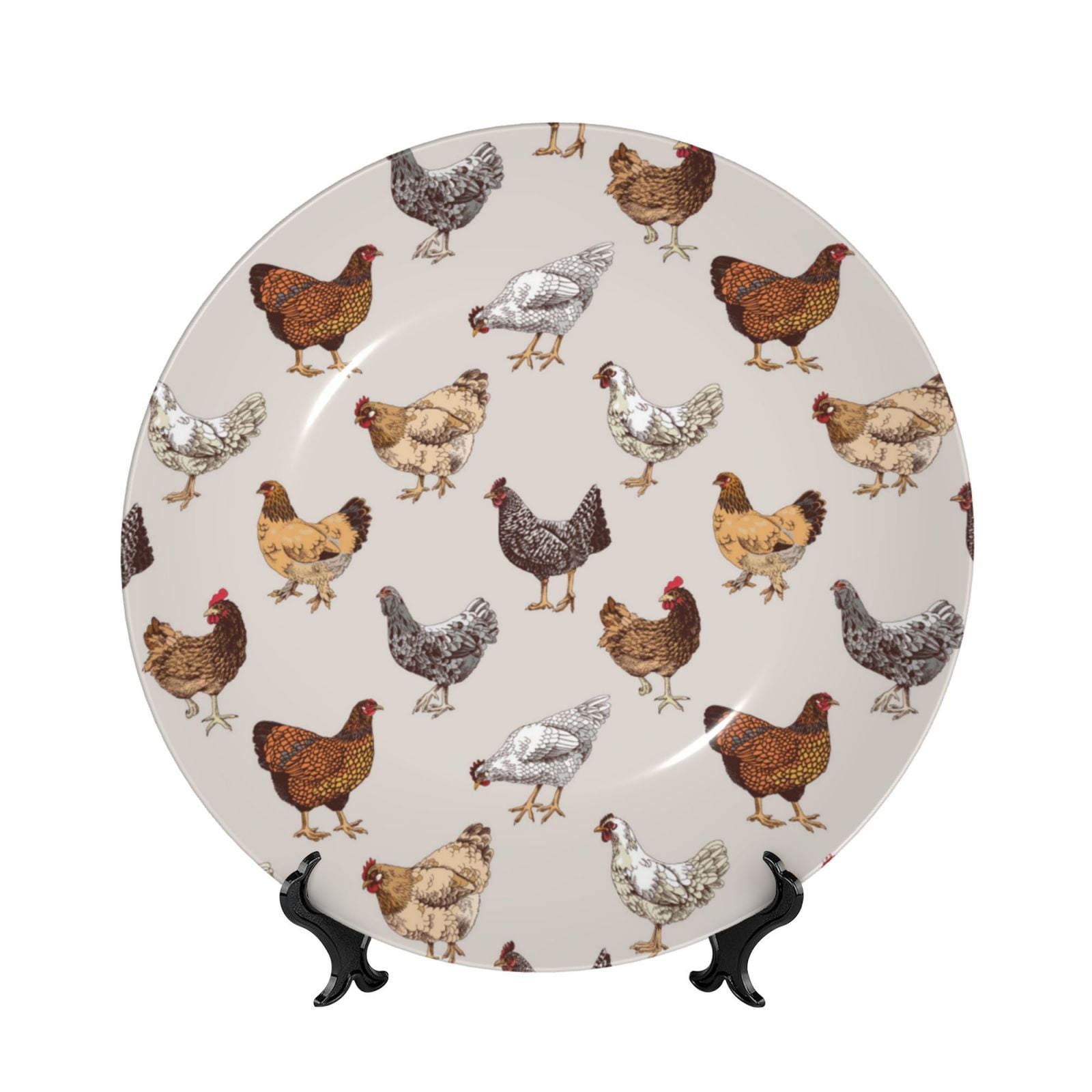 Cauagu Various Chicken Print Bone China Decorative Plate, Wall Mount ...
