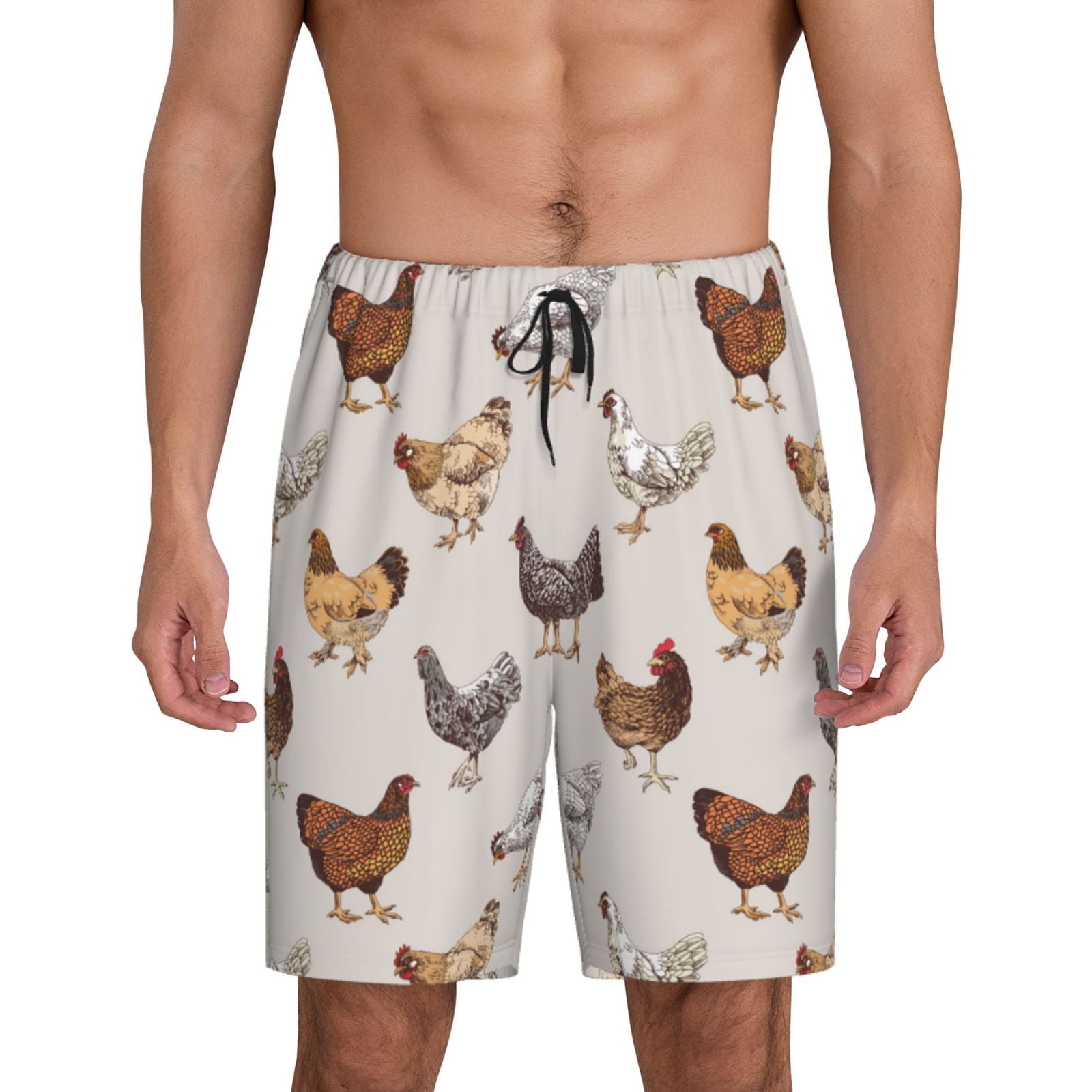 Cauagu Various Chicken Print Pajama Bottoms for Men Sleep Pajama Shorts ...