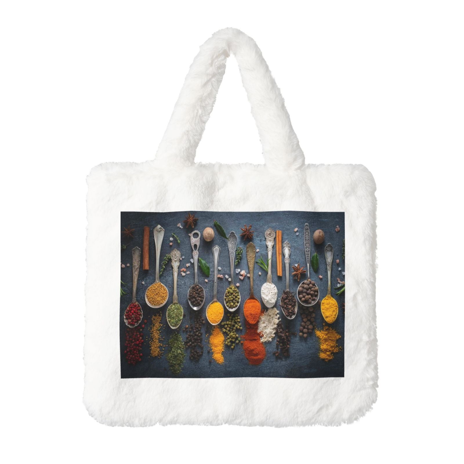 Cauagu Various Herbs And Spices In Spoons Pattern Women's Plush Tote ...