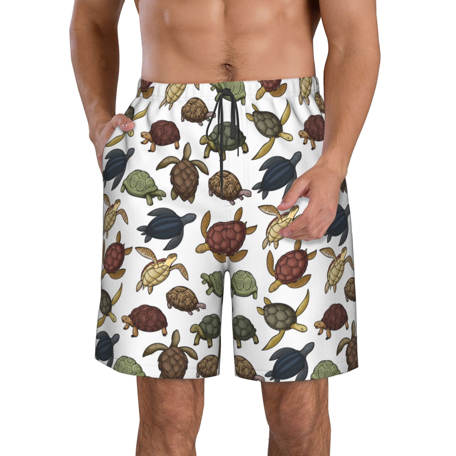 Cauagu Various Turtle Print Men's Swim Trunks,Hawaiian Bathing Suit ...