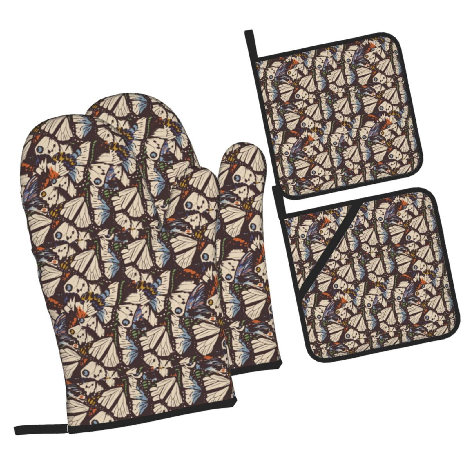 Cauagu Vector Butterflies Print Oven Mitts and Pot Holders 4 pcs Set ...
