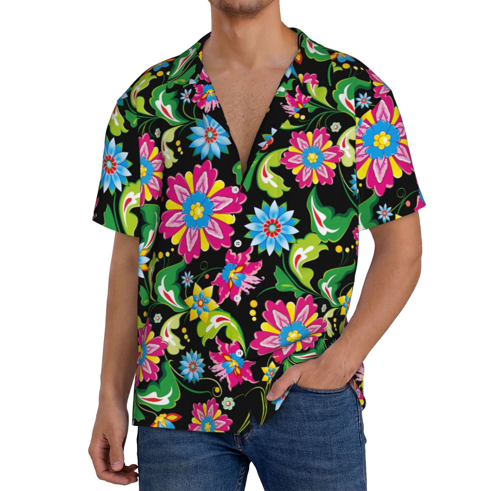 Cauagu Vector Mexican Otomi Style Bright Men's Short Sleeve Button Down ...