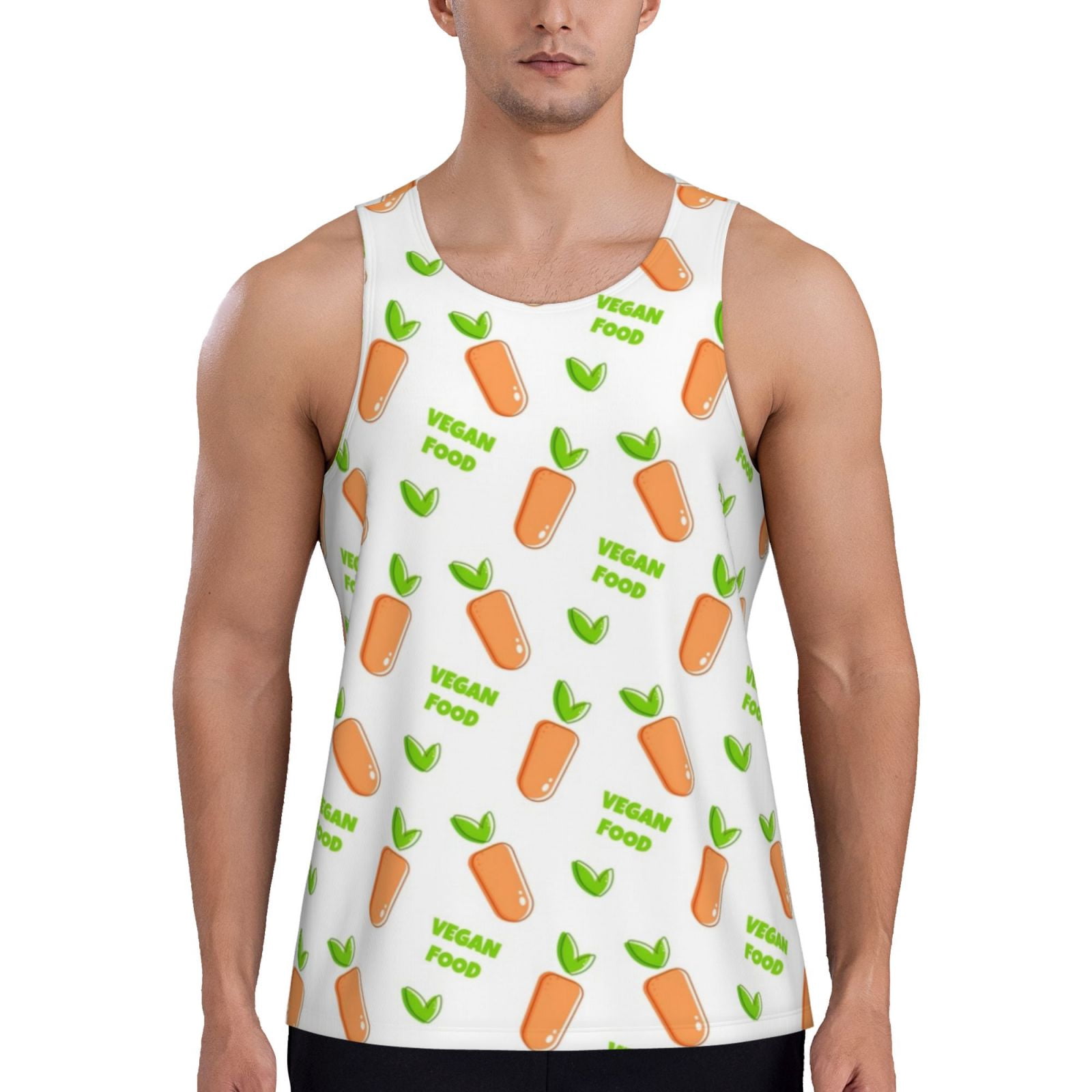 Cauagu Vegan Fruit Carrot Print Men's Sleeveless Muscle Shirts,Tank ...