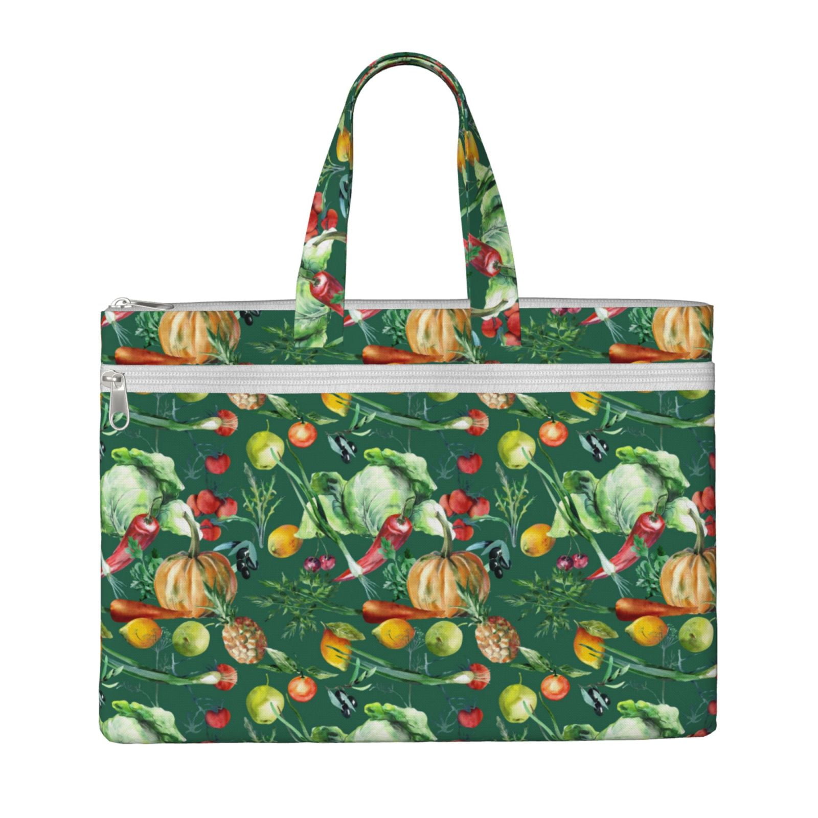 Cauagu Vegan Pattern Canvas Tote File Bag, Zipper Tote Bag Business ...