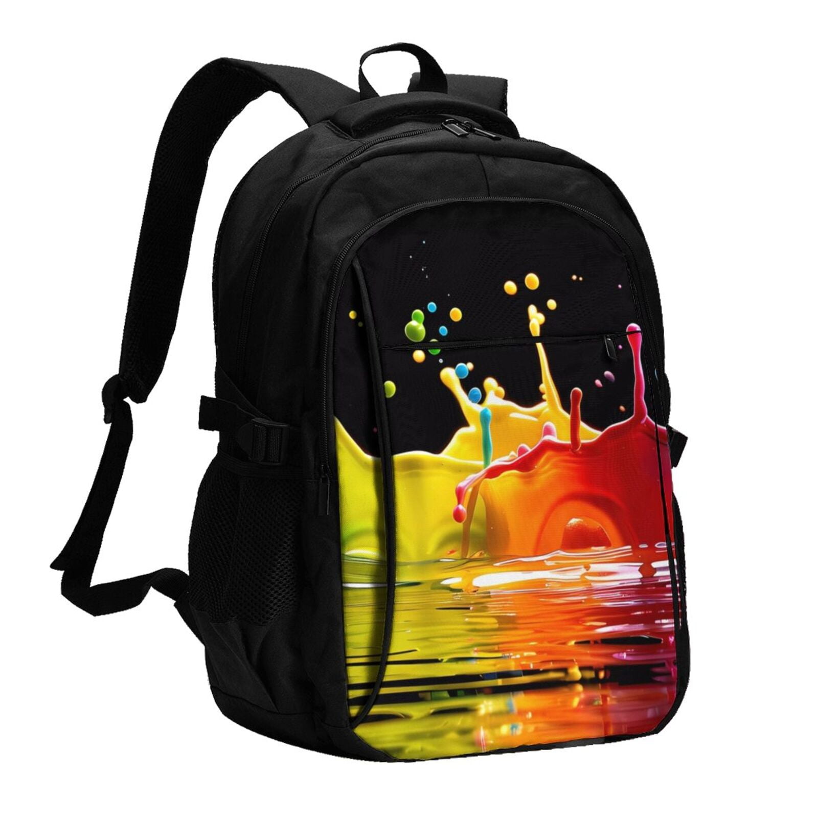 Cauagu Vibrant Color Splash Print Travel Laptop with USB Charging Port ...