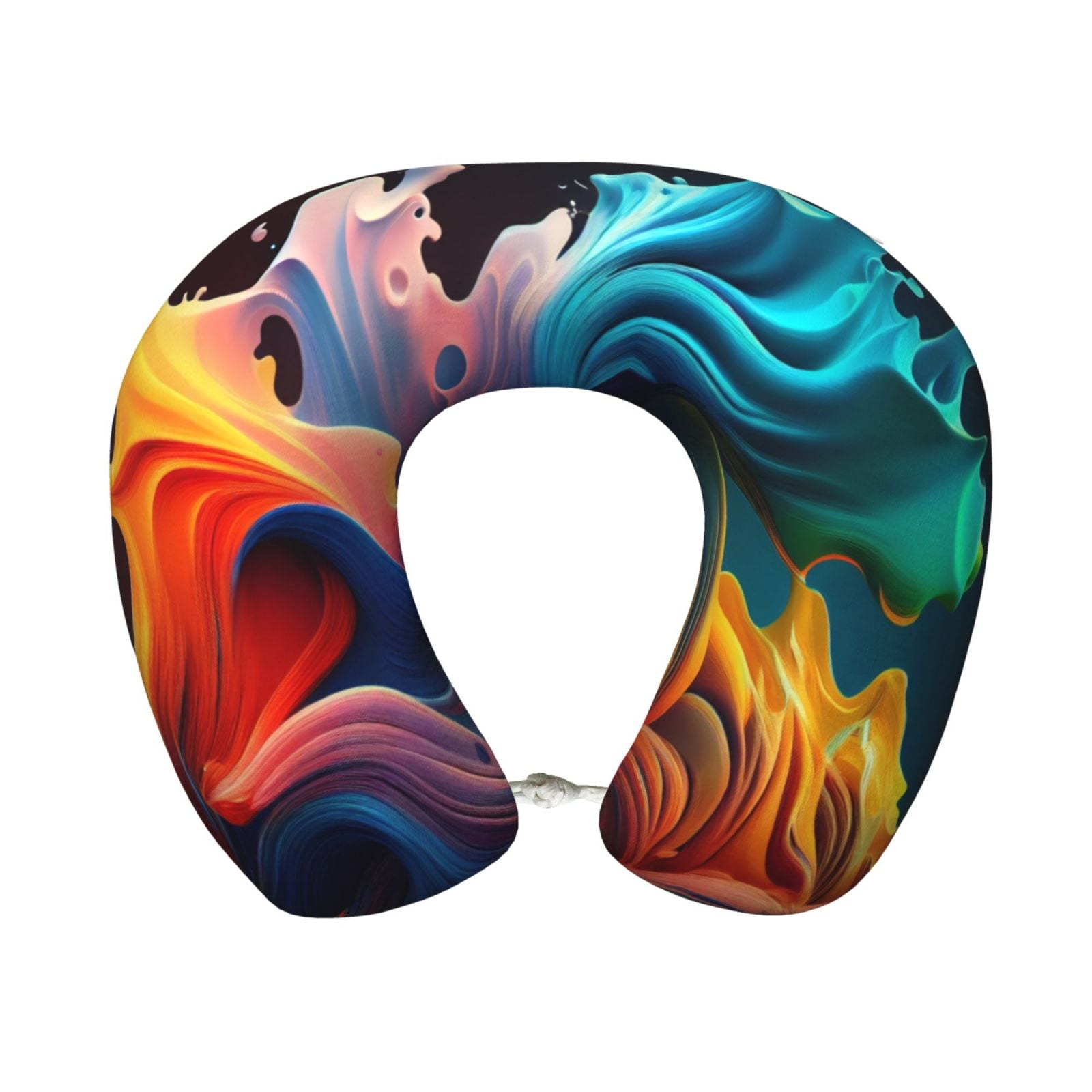 Cauagu Vibrant Fluid Motion Art Pattern Travel Pillow Memory Foam, U ...
