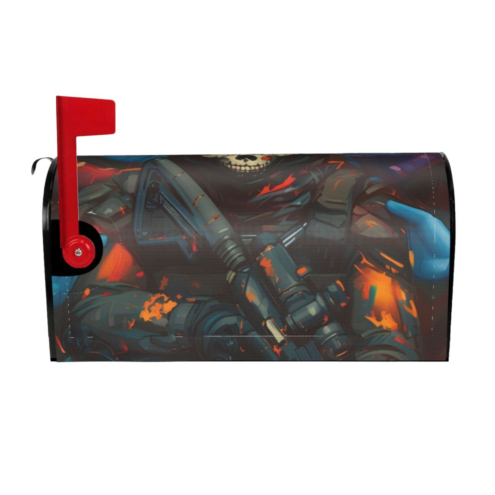 Cauagu Vibrant Skull Soldier Pattern Magnetic Mailbox Covers, Mailbox ...
