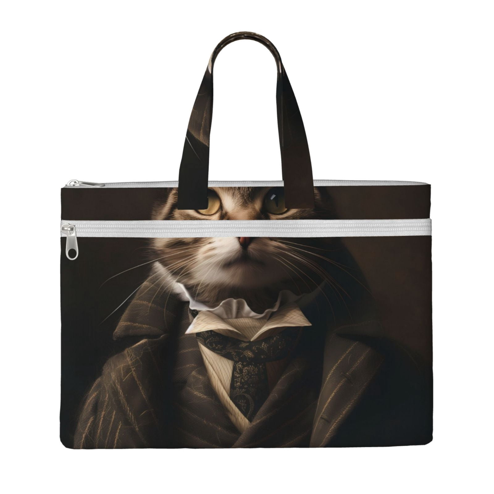 Cauagu Victorian Gentle Cat Pattern Canvas Tote File Bag, Zipper Tote ...