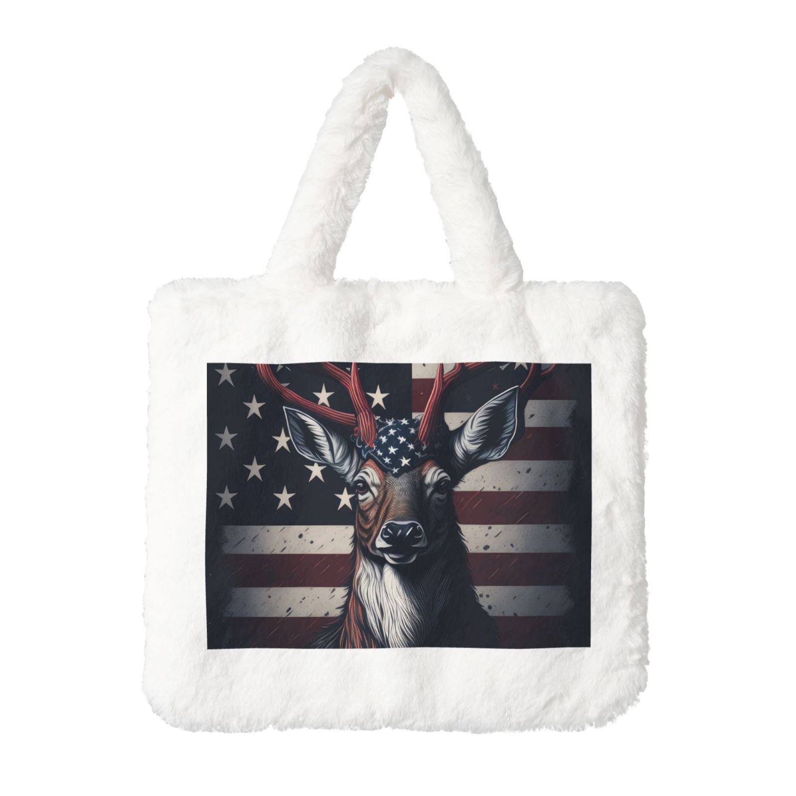 Cauagu Vintage American Deer Pattern Women's Plush Tote Bag,Soft ...