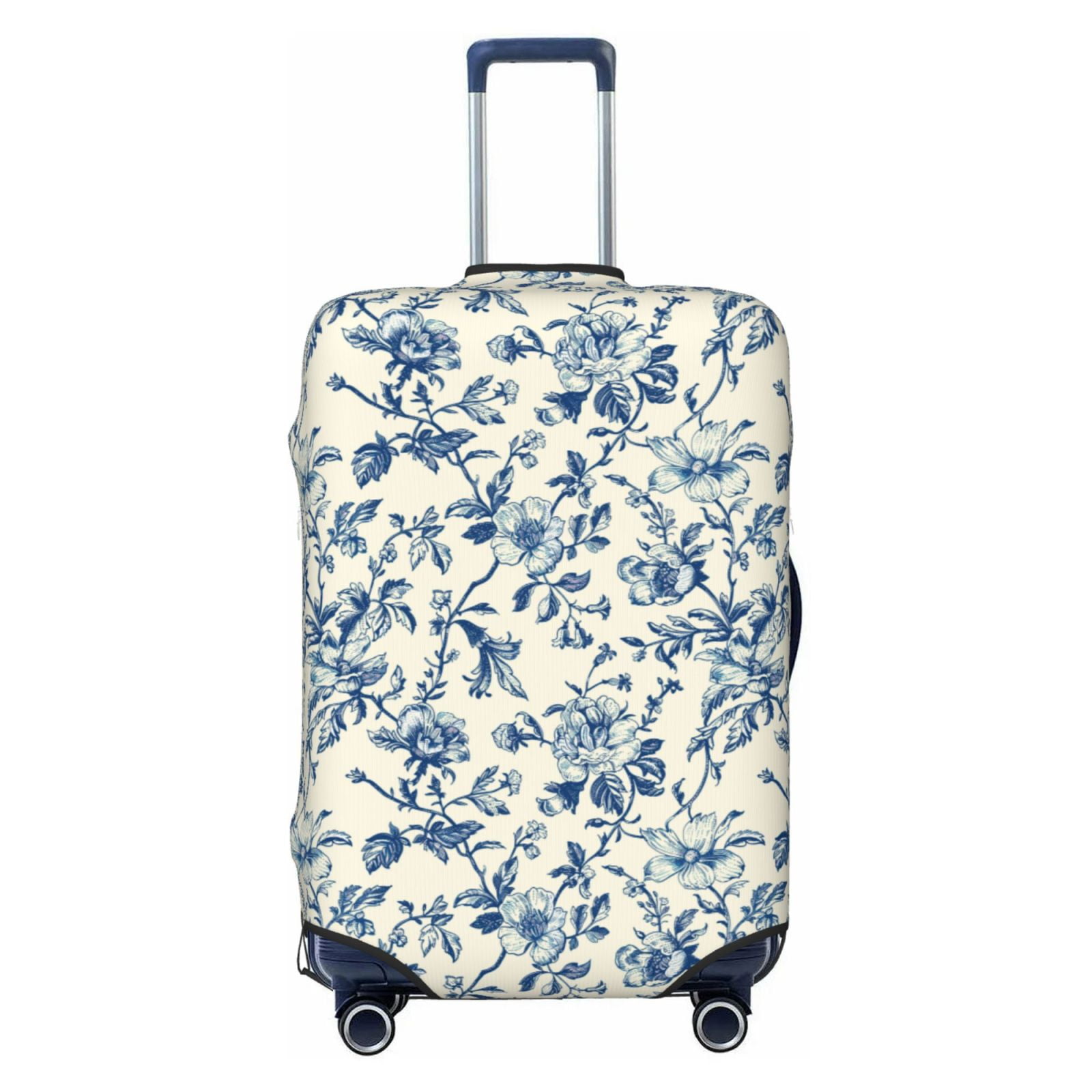 Cauagu Vintage Blue Floral Print Travel Luggage Cover,Travel Dust-proof ...