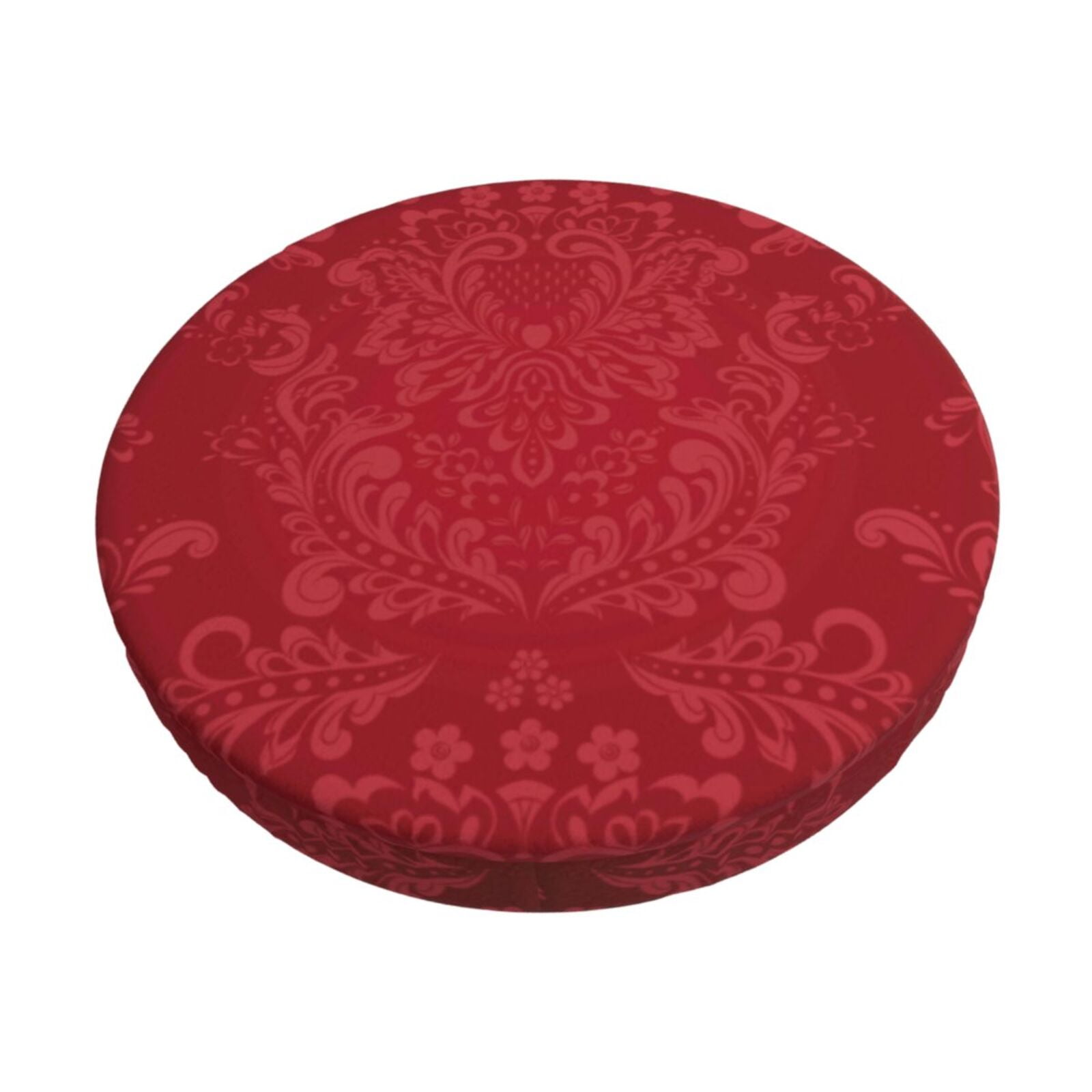 Cauagu Vintage Burgundy Print Round Stool Covers,Seat Cushion for Round ...