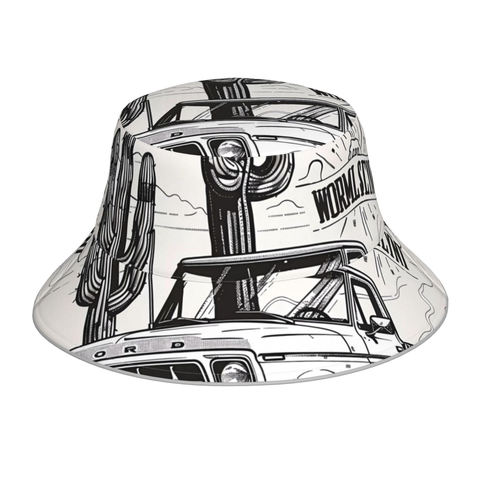 Cauagu Vintage Cactus Pickup for Unisex Bucket Hat,Outdoor Summer Beach ...