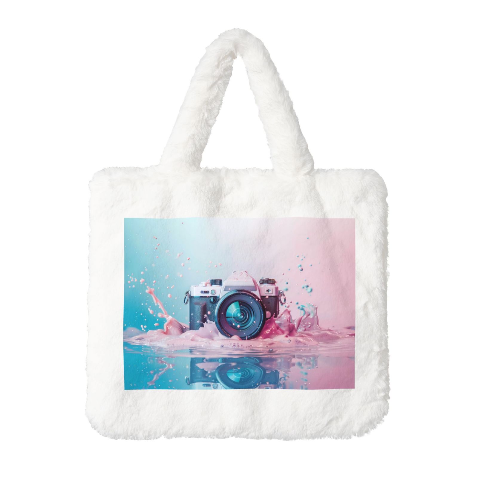 Cauagu Vintage Camera Splash Art Pattern Women's Plush Tote Bag,Soft ...