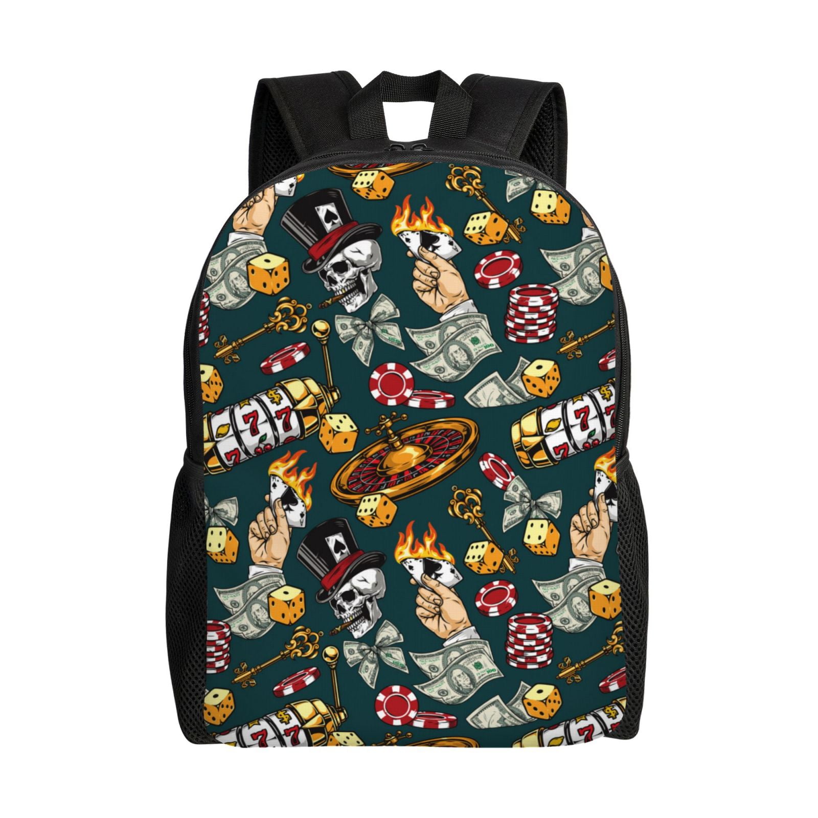 Cauagu Vintage Casino Chips Print Backpacks,Travel Daypack Casual ...