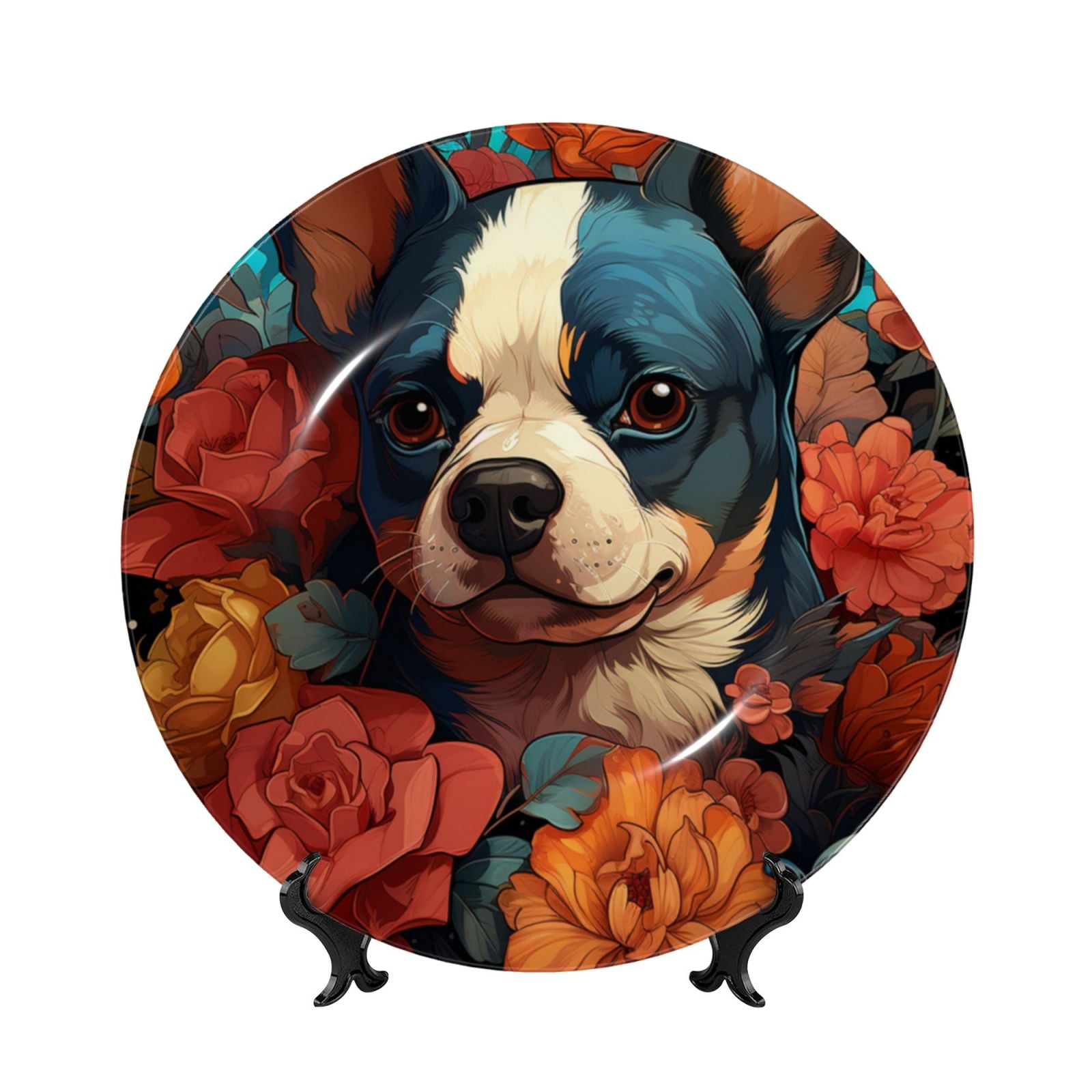 Cauagu Vintage Colorful Flower French Bulldog Print Bone China ...