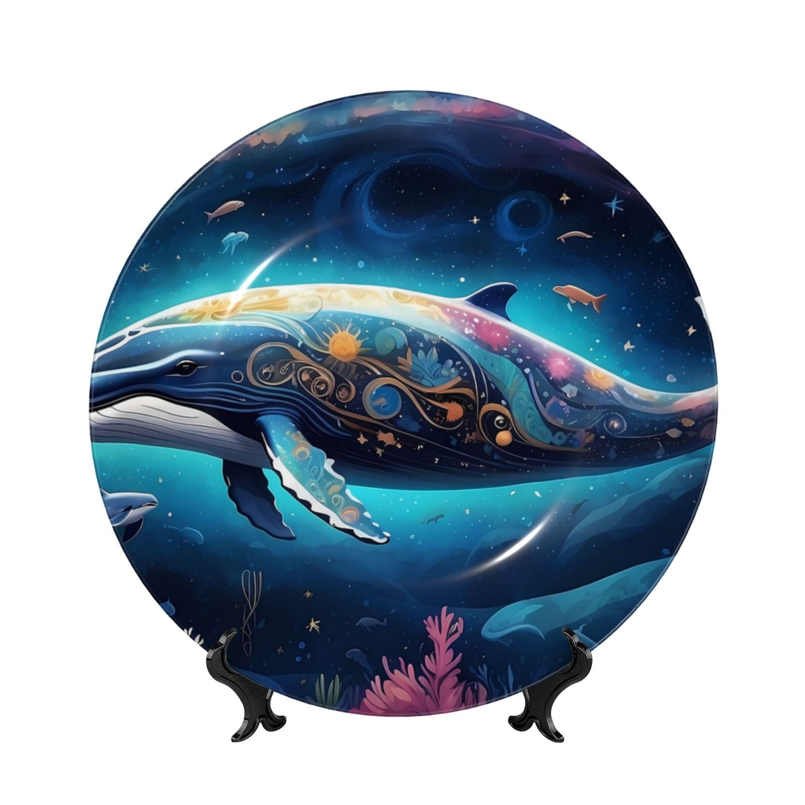 Cauagu Vintage Colorful Patterned Dolphin Print Bone China Decorative ...