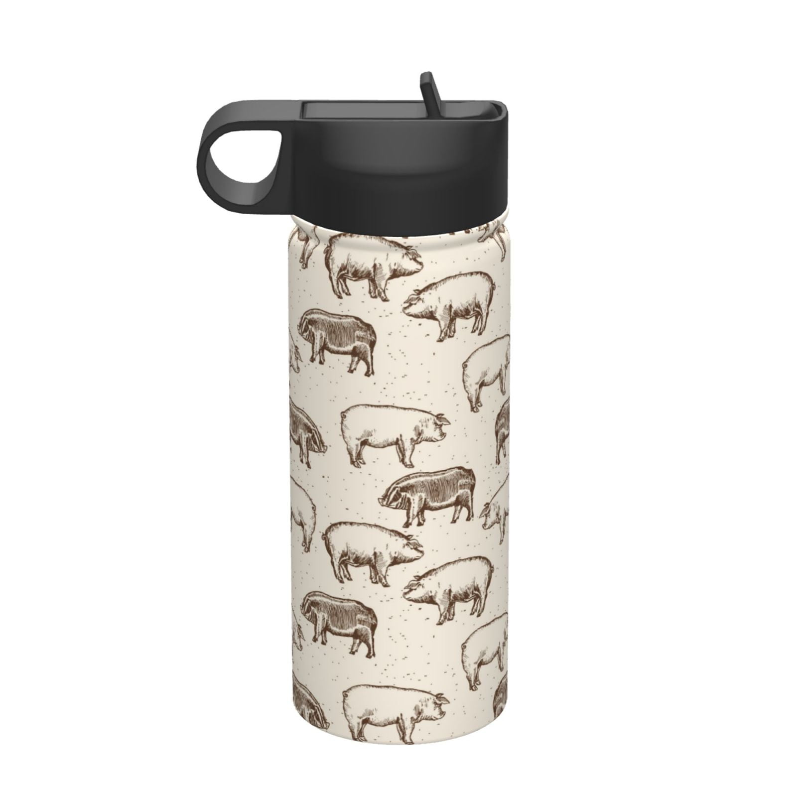 Cauagu Vintage Farm Pigs for 18 oz Water Bottle With Straw,Stainless ...