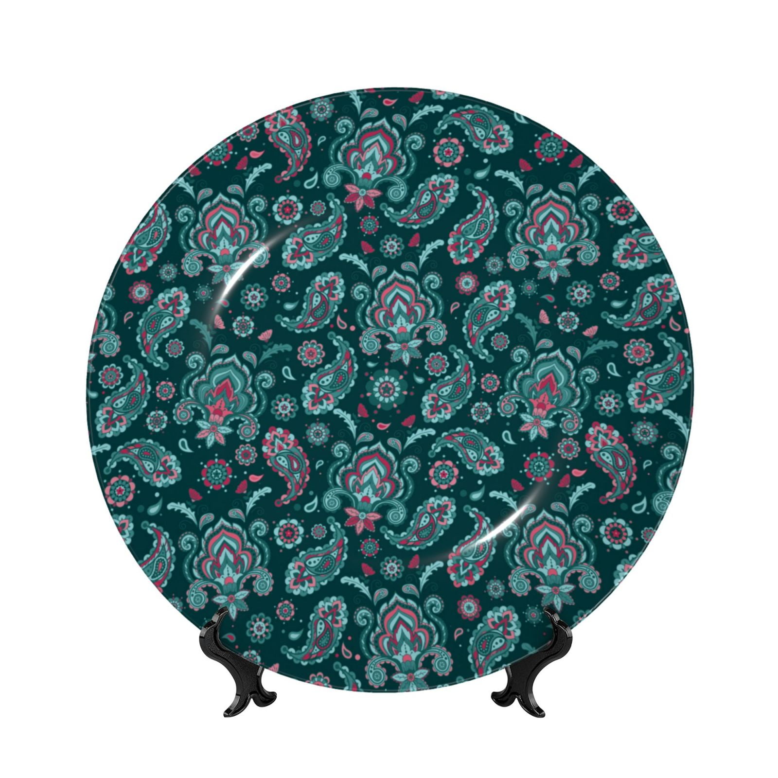 Cauagu Vintage Floral Print Bone China Decorative Plate, Wall Mount ...