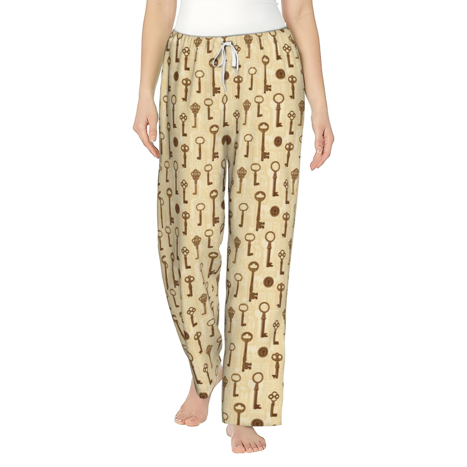 Cauagu Vintage Keys Pajama Pants for Women Loose Fit Wide Leg Trouser ...